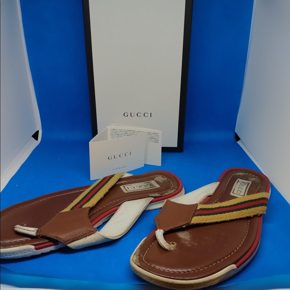 Gucci Brown Leather Flip Flops/Sandals 233316 7c - Gem